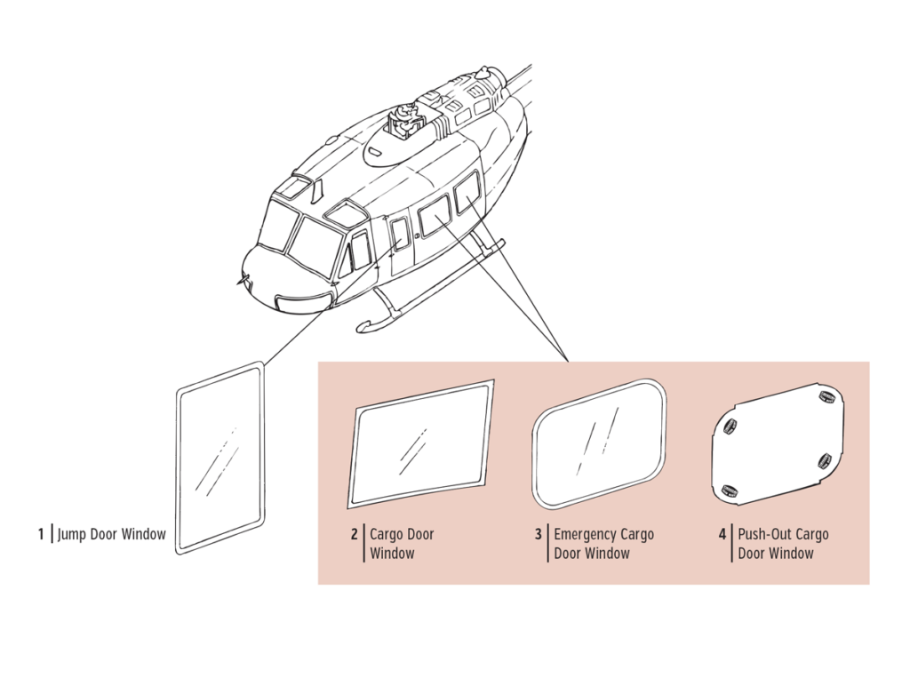 214B-1030-1 | Push Out Cargo Window LH or RH | Bell Helicopters