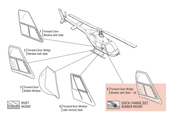 206LW-1004-5 | Fwd Door Wedge Window w/Slide LH (Quick-Change) | Bell ...