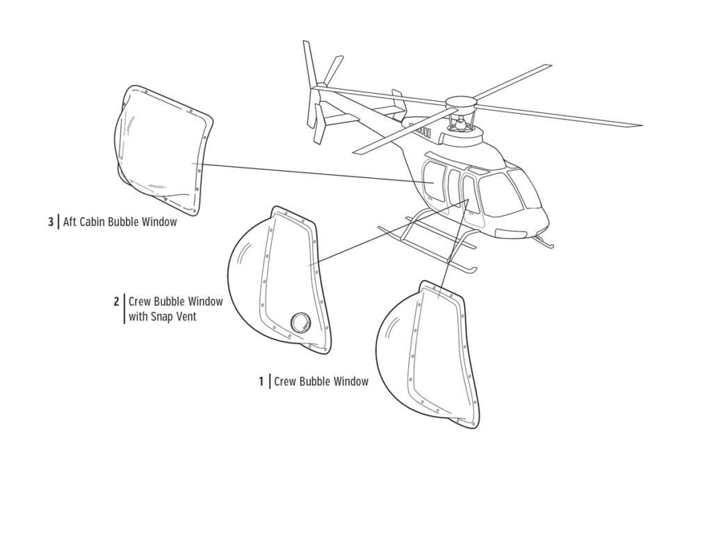 407-1012-1 | Aft Bubble Window LH | Bell Helicopters